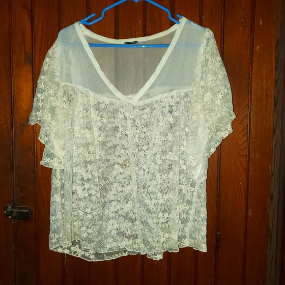 unbranded | Tops | Elegant Lace Sheer White Top | Poshmark